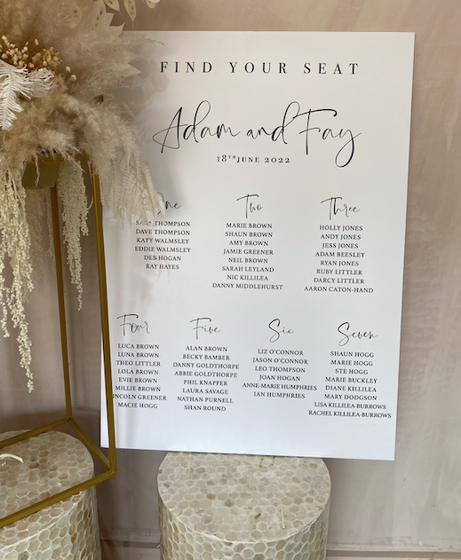"Serena" A1 Table plan Sign – mamabespoke